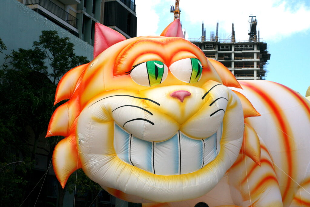 Cheshire Cat Parade Balloon - Fabulous Inflatables, Alice in Wonderland